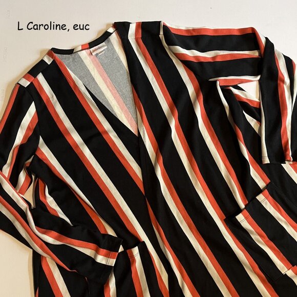 LuLaRoe | Sweaters | Large Lularoe Caroline Cardigan Black White Coral ...